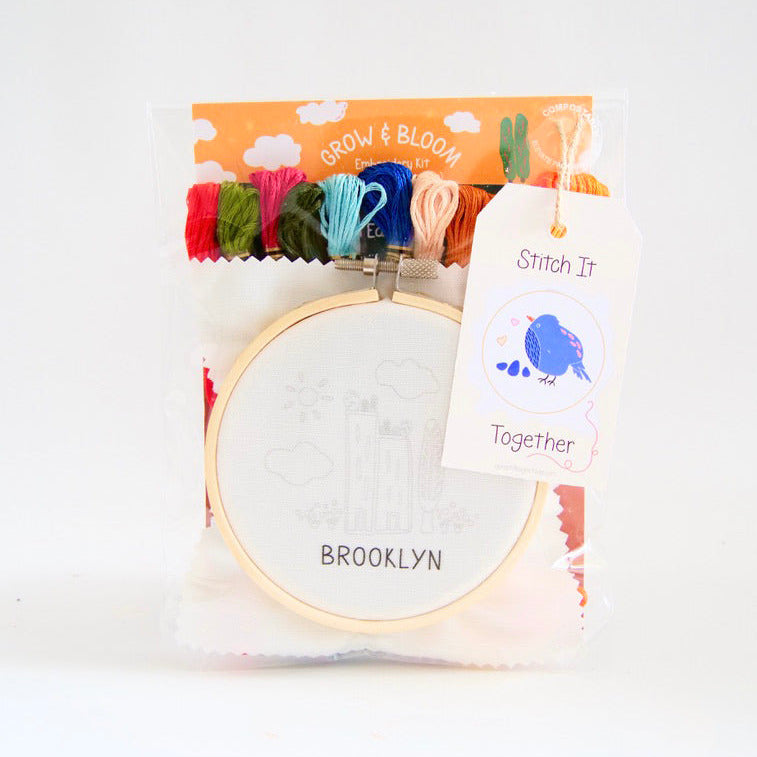 "Brooklyn" Green Cities Eco-Embroidery Kit w. Apartment Gardens, Flowe – UpRoot Design Studio
