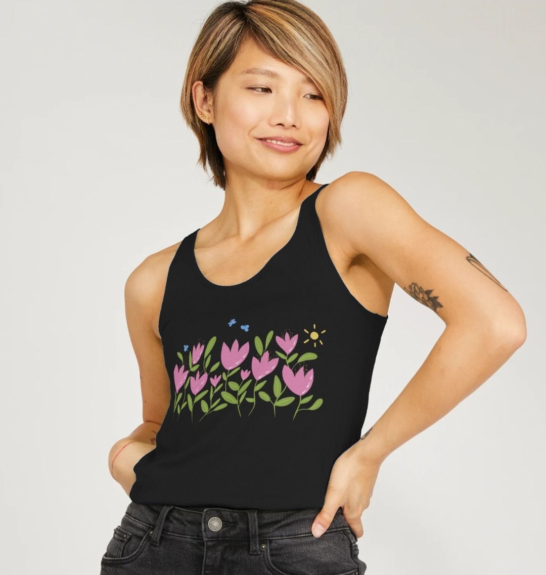 Breezy Tulips w Butterflies Scoop Tank T-Shirt (Adult) – UpRoot Design Studio