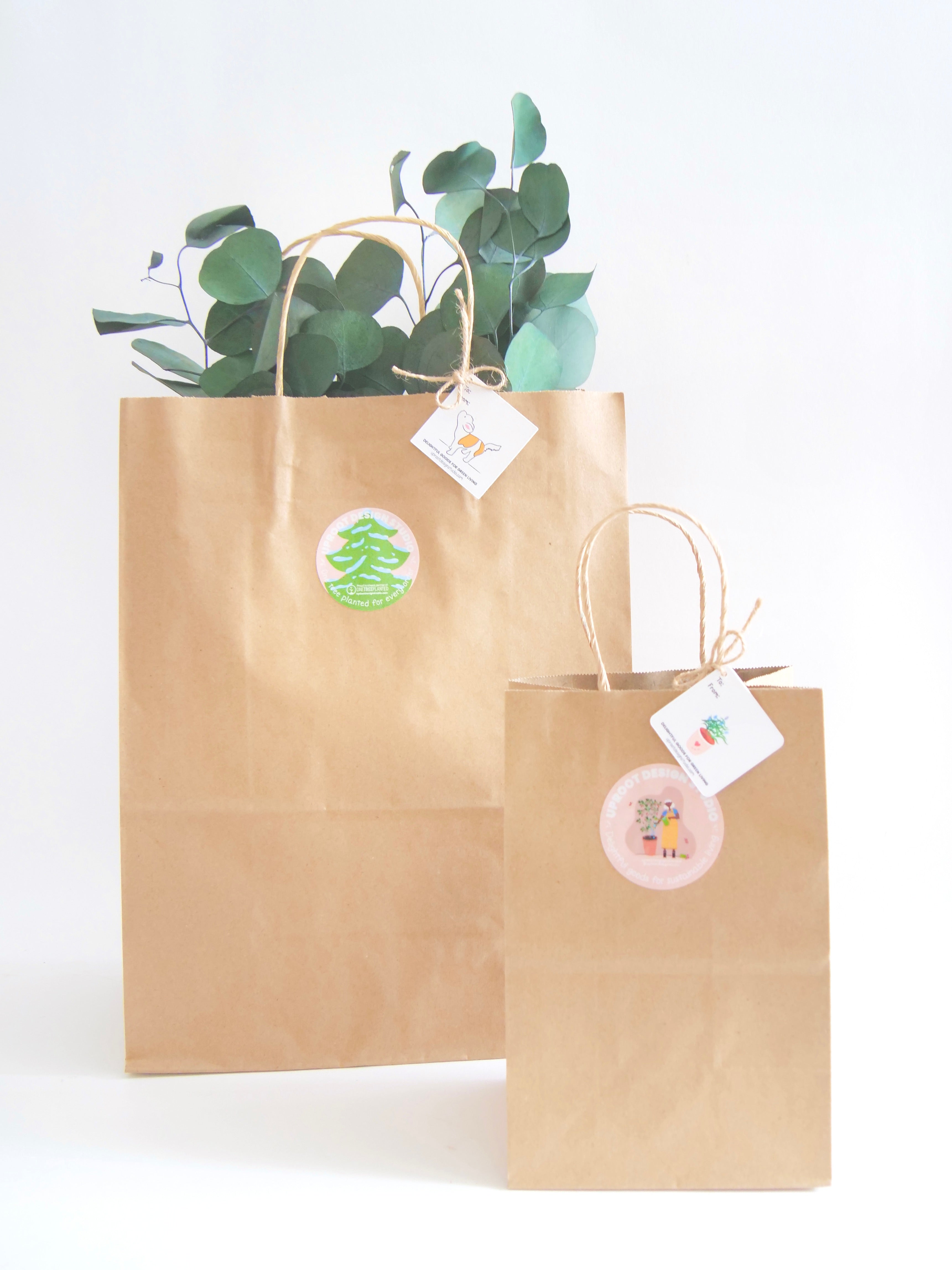 Paper Gift Bag: UpRoot 100% Recycled Kraft Paper Gift Bags "Let Your S – UpRoot Design Studio